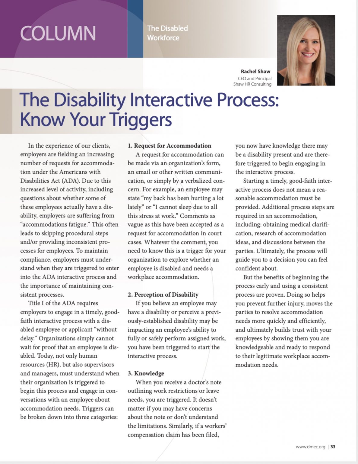 The Disability Interactive Process: Know Your Triggers - Shaw HR Consulting