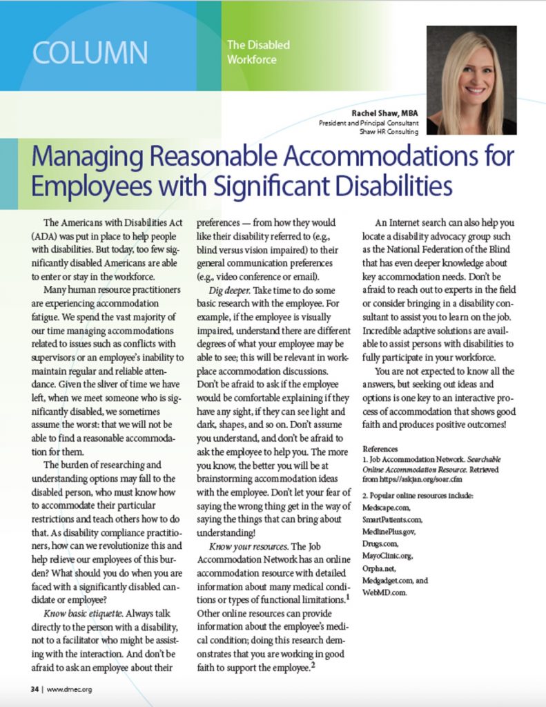 Managing Reasonable Accommodations for Employees Who Are Significantly ...